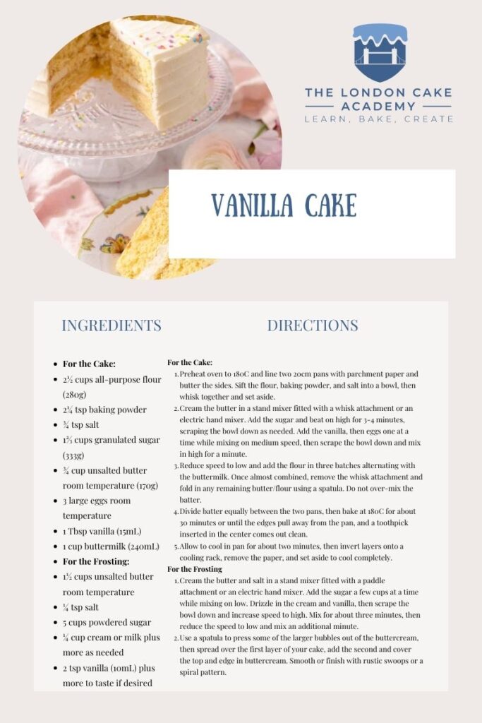Vanilla Cake Recipe - The London Cake Academy